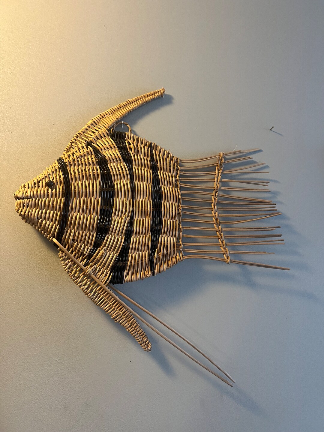 Vintage Wicker Angel Fish Wall Decor - Etsy