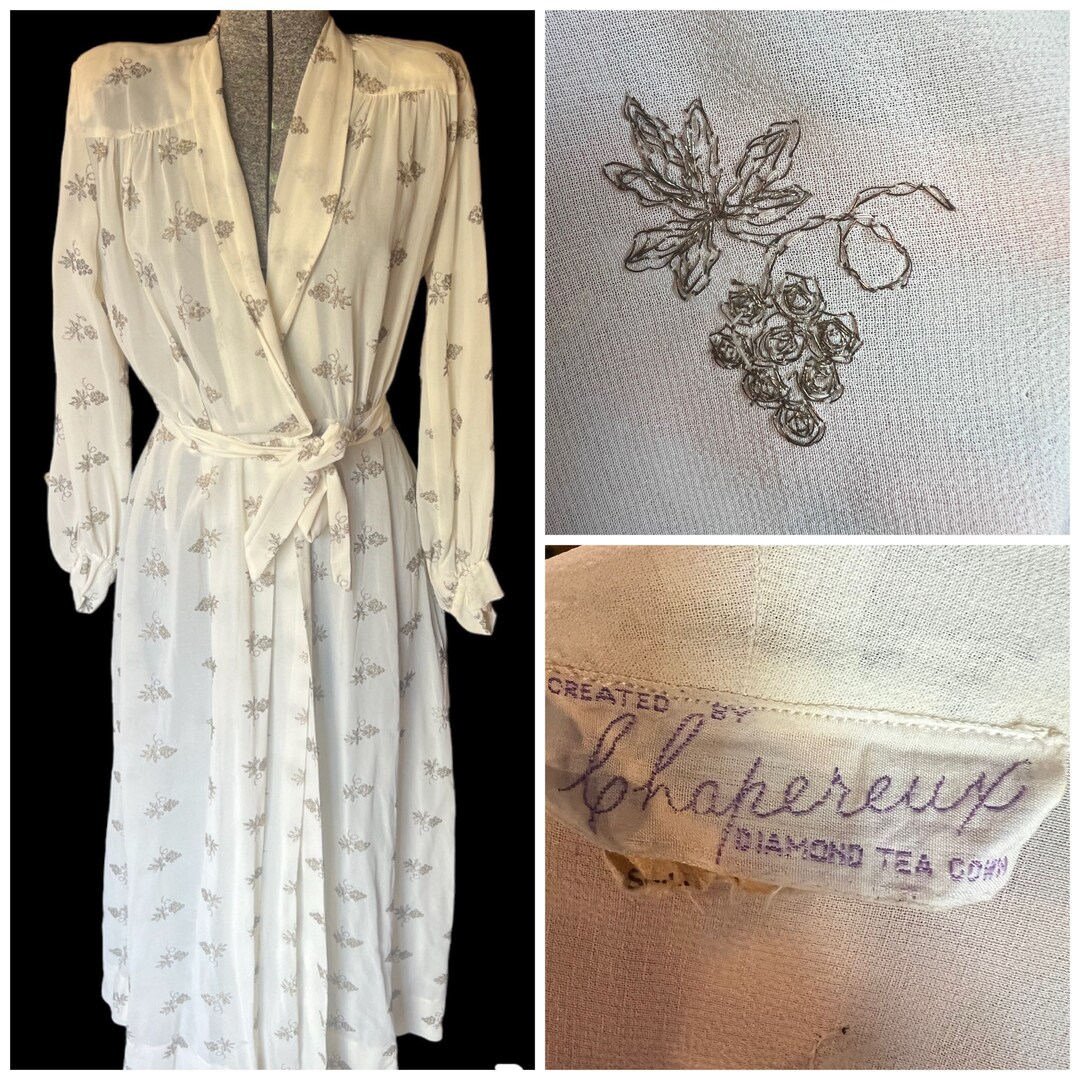 Vintage 1950s Diamond Tea Gown Robe Dressing Gown - Etsy