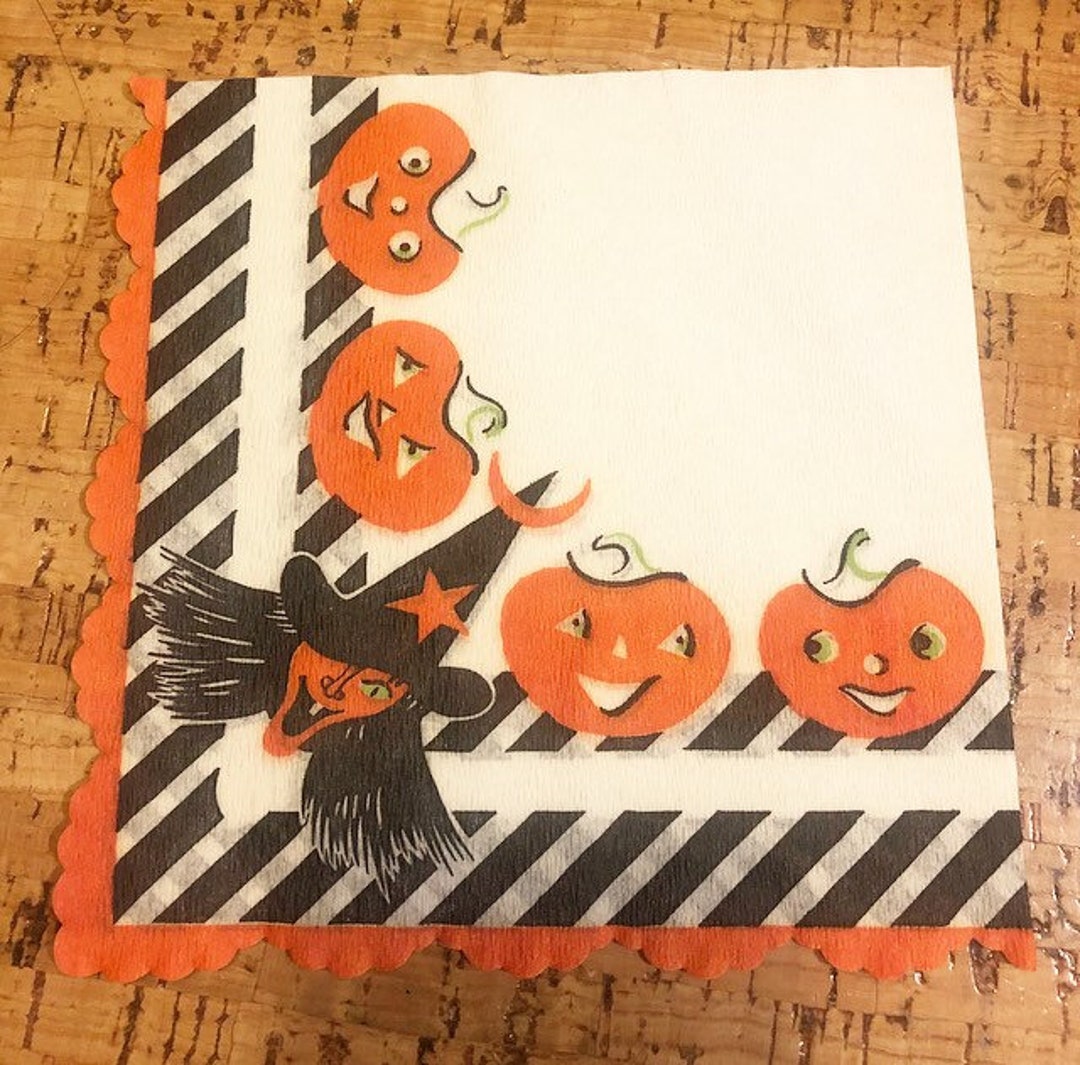Vintage Crepe Halloween Napkin - Etsy
