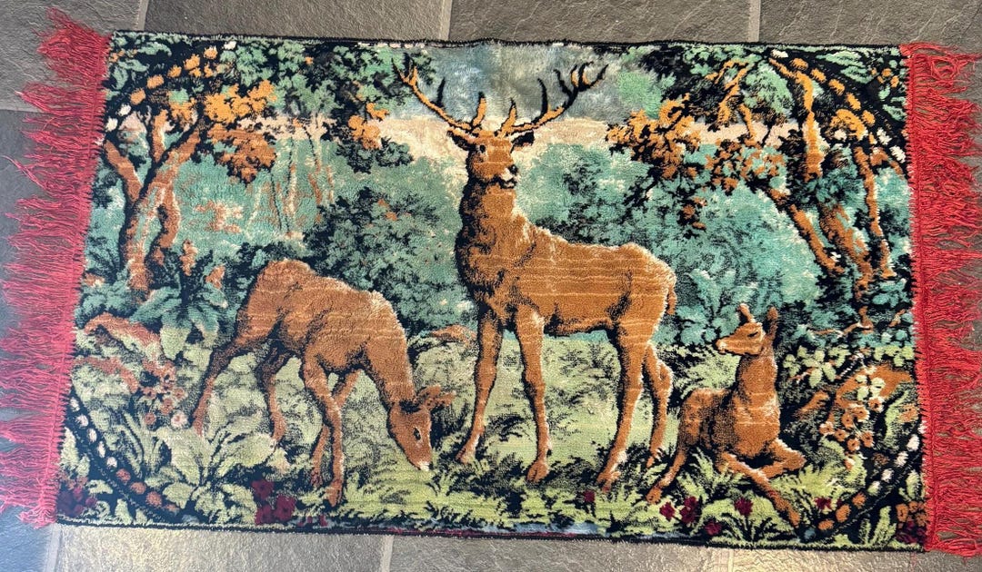 Vintage 1970s Deer Tapestry - Etsy