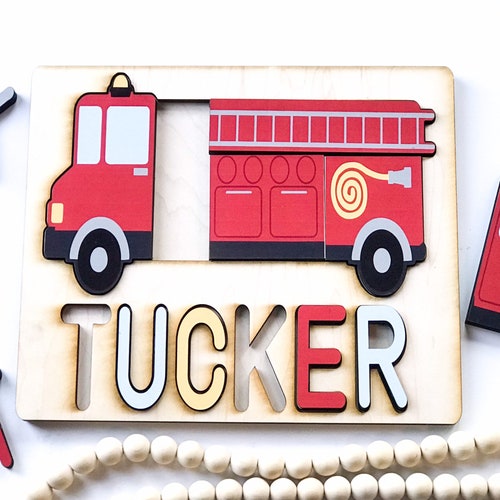 Fire Truck Themed Name Puzzle | Etsy