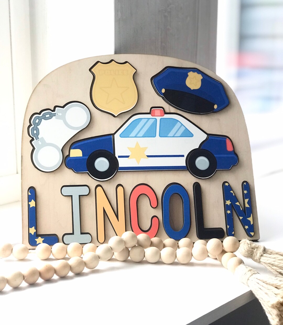 Police Themed Name Puzzle for Kids. Great Baby Shower Gift, Birthday ...