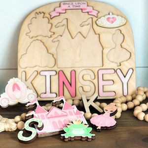 Once Upon a Time Princess Name Puzzle for Kids/ Wooden Name Puzzle ...