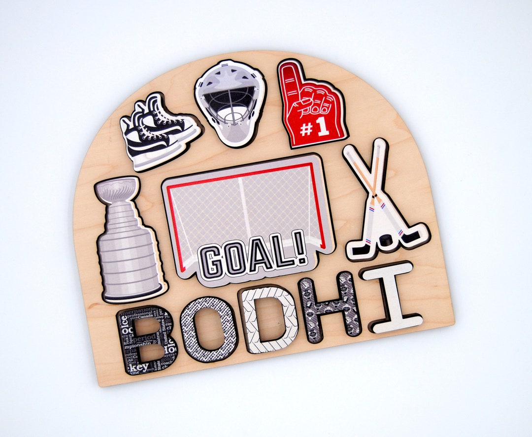 Hockey Theme Name Puzzle/ Hockey Birthday Party/ Hockey Gift/ Toddler ...