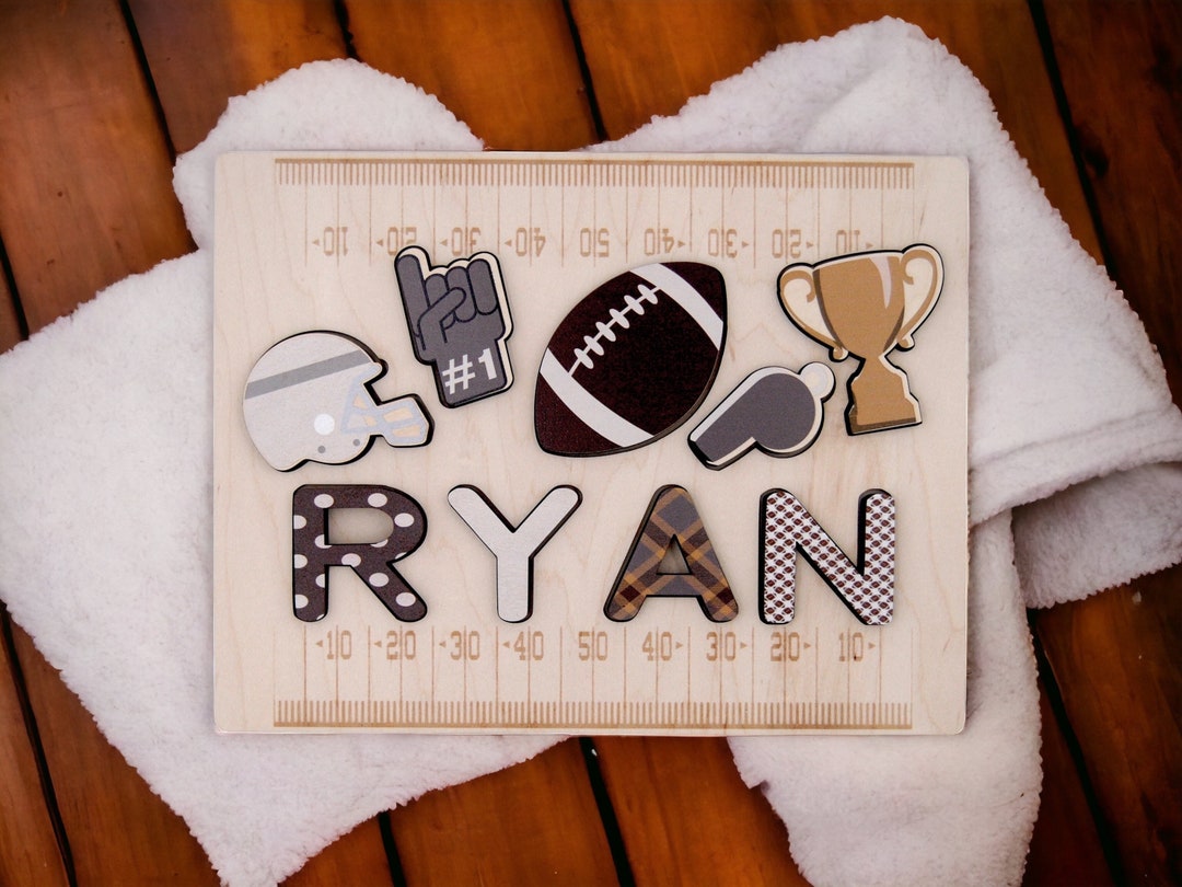 Football Themed Name Puzzle for Kids. Football First Birthday Party ...