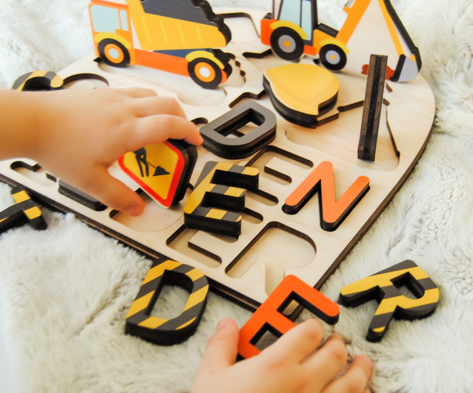 Construction Theme Themed Name Puzzle for Kids. Great Baby - Etsy