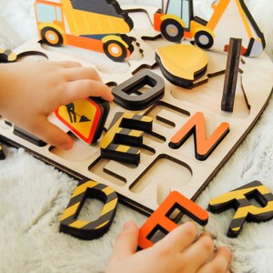 Construction Theme Themed Name Puzzle for Kids. Great Baby Shower Gift ...