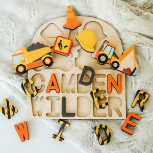 Construction Theme Themed Name Puzzle for Kids. Great Baby Shower Gift ...