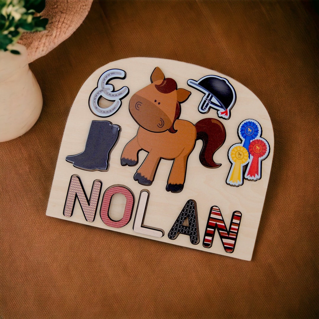 Horse Name Puzzle, Horse Toy, Barnyard Birthday, Baby Shower Gift, 1st ...
