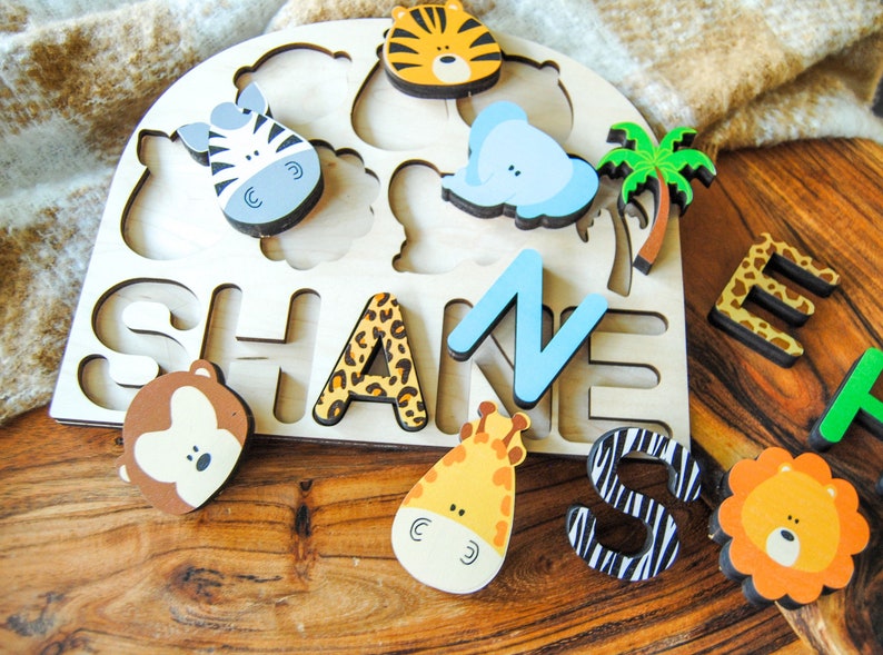 Safari Jungle Zoo Themed Name Puzzle Gift for Kids - Etsy
