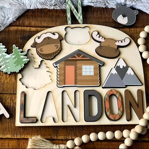 Mountain Cabin Themed Name Puzzle for Kids, Personalized Name Puzzle ...