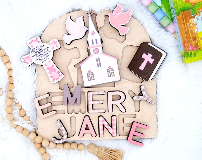 Baby Dedication Name Puzzle/ Wooden Name Puzzle/ Personalized Name ...