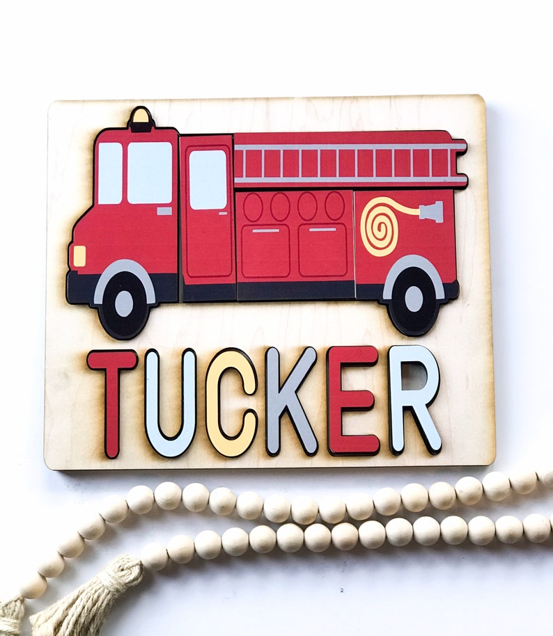 Fire Truck Themed Name Puzzle | Etsy