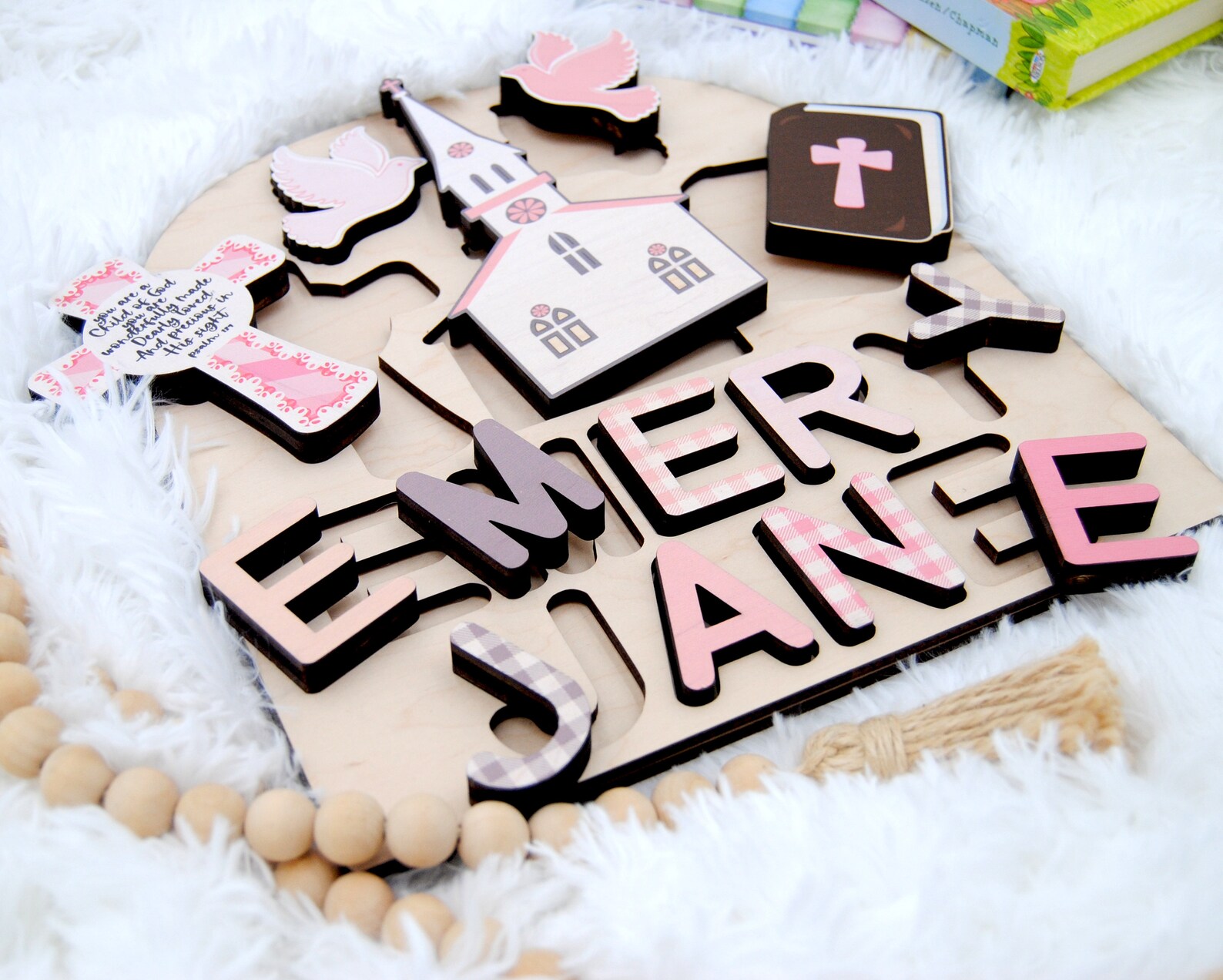 Baby Dedication Name Puzzle/ Wooden Name Puzzle/ Personalized Name ...