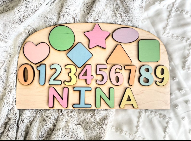 Name Shapes and Numbers Puzzle for Toddlers. | Etsy