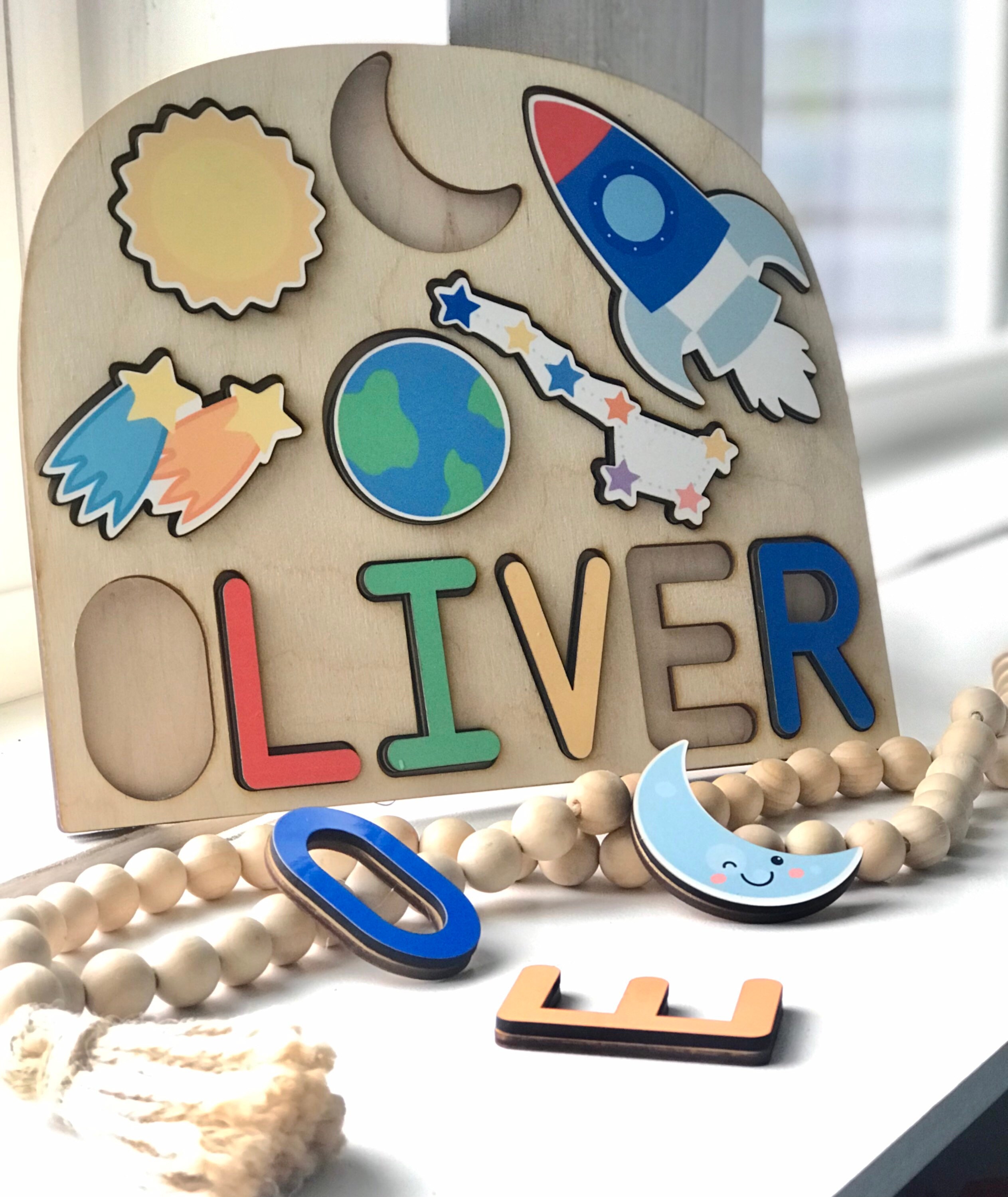 Space Themed Name Puzzle With Rocket Ship and Moon. Great for | Etsy
