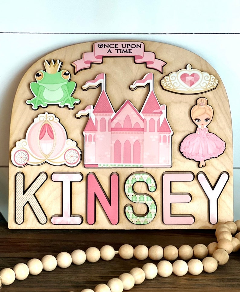 Once Upon a Time Princess Name Puzzle for Kids/ Wooden Name Puzzle ...