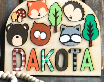 Safari Jungle Zoo Themed Name Puzzle Gift for Kids | Etsy