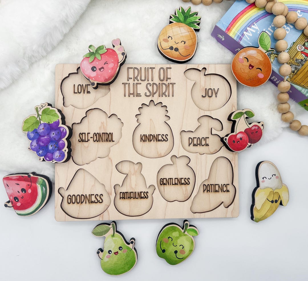 Fruit of the Spirit Puzzle: Wooden Montessori Toy, Christian Gift - Etsy