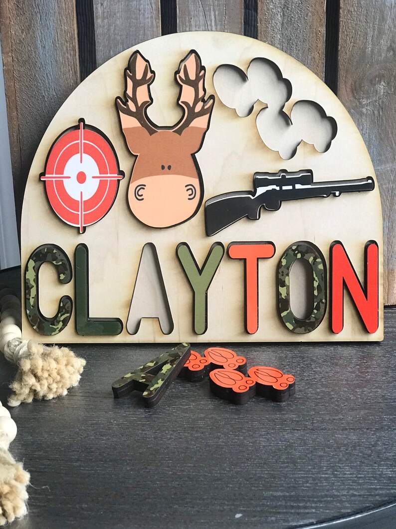 Deer Hunting Themed Name Puzzle for Kids and Toddlers. Gift - Etsy