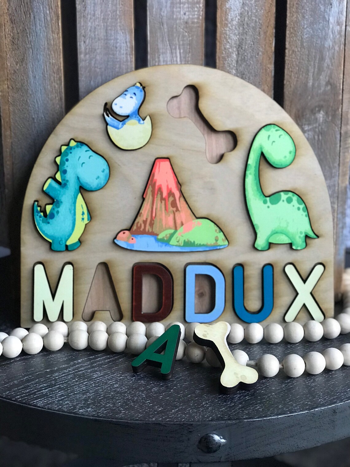 Dinosaur Themed Name Puzzle for Toddlers. Great Gift and Learning Tool ...