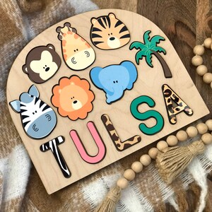 Safari Jungle Zoo Themed Name Puzzle, Gift for Kids, Personalized Name ...