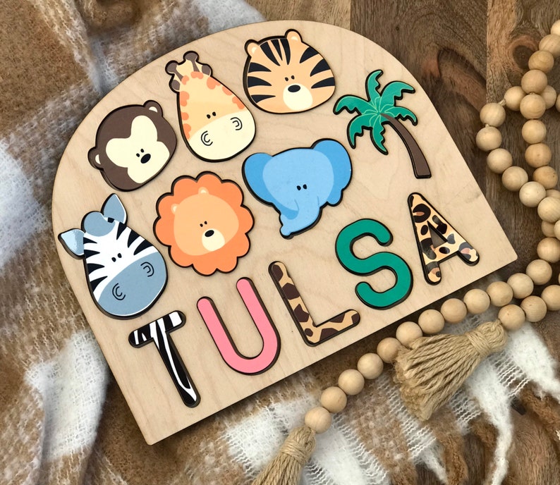 Safari Jungle Zoo Themed Name Puzzle, Gift for Kids, Personalized Name ...