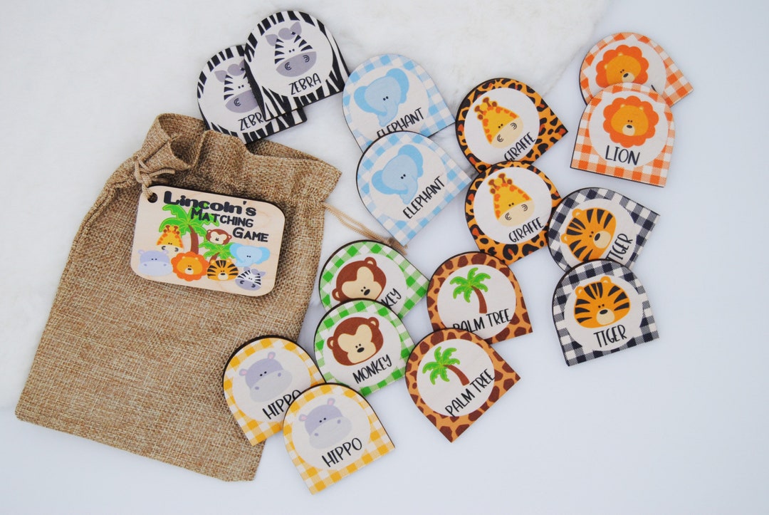 Safari Match and Learn Wooden Personalized Memory Game/ Travel - Etsy