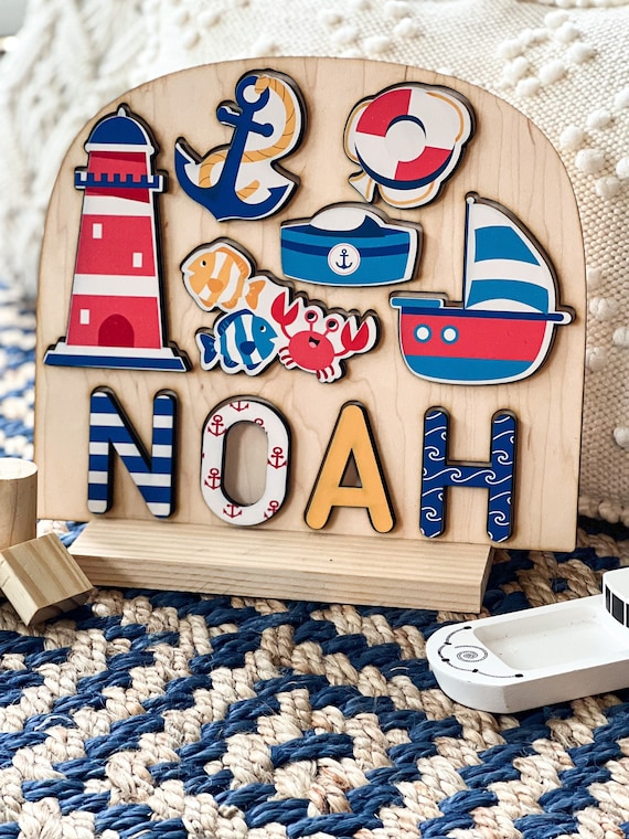 Nautical Themed Name Puzzle for Kids Personalized Name - Etsy