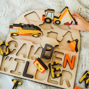 Construction Theme Themed Name Puzzle for Kids. Great Baby Shower Gift ...