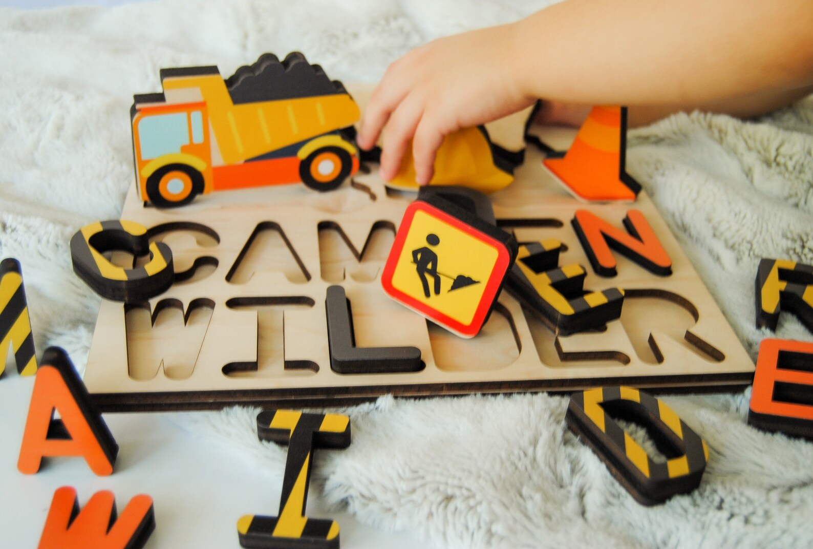 Construction Theme Themed Name Puzzle for Kids. Great Baby - Etsy
