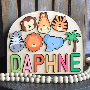 Safari Jungle Zoo Themed Name Puzzle, Gift for Kids, Personalized Name ...