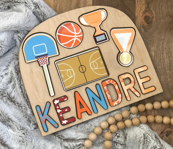 Basketball Themed Name Puzzle for Kids. Makes Great Baby | Etsy