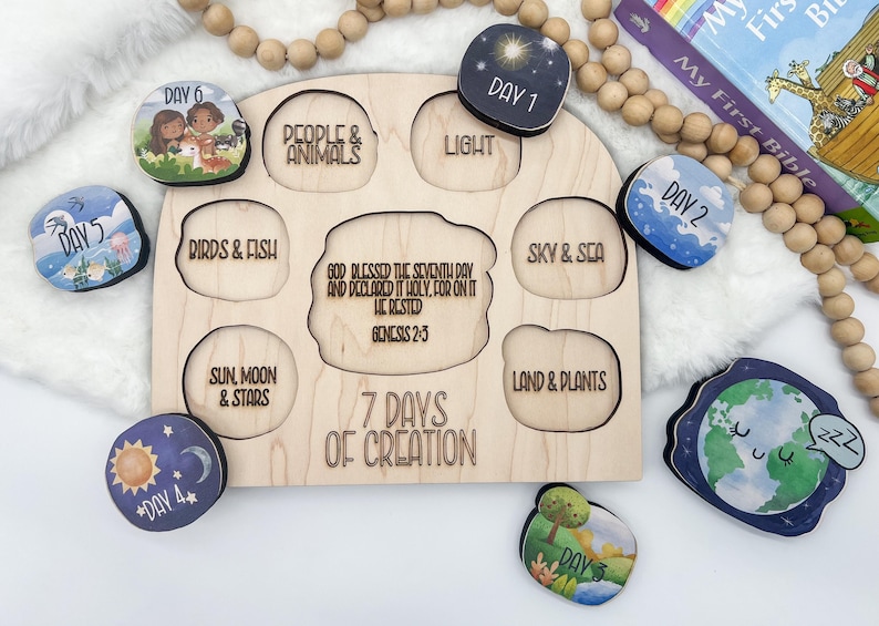 Seven Days of Creation Puzzle/ Christian Gift for Kids/ Montessori Toy ...