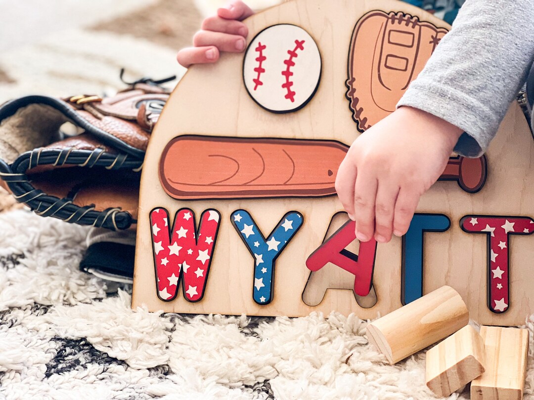 Baseball Themed Name Puzzle, Baby Shower Gift ,birthday for Toddlers ...