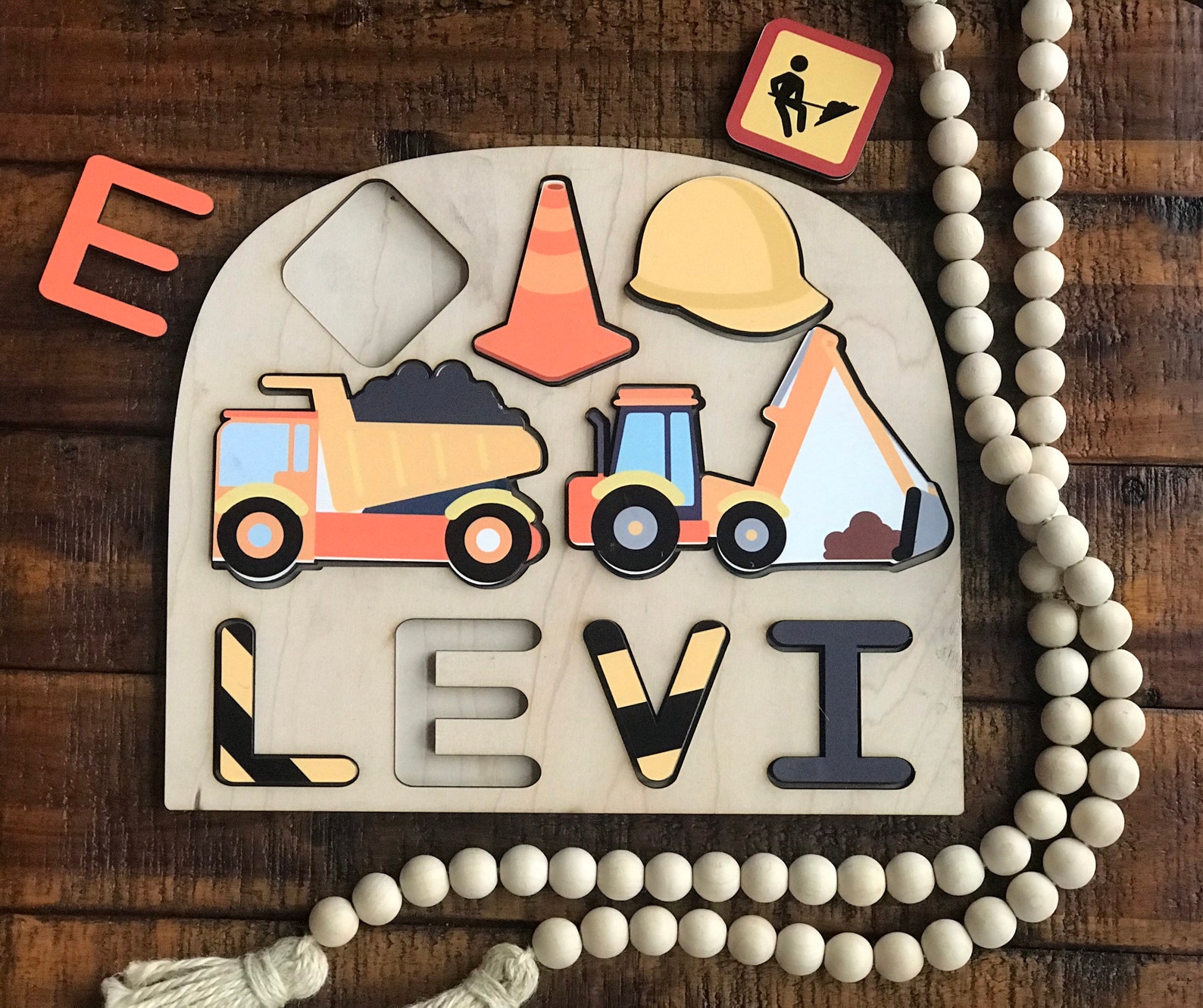Construction Theme Themed Name Puzzle for Kids. Great Baby - Etsy