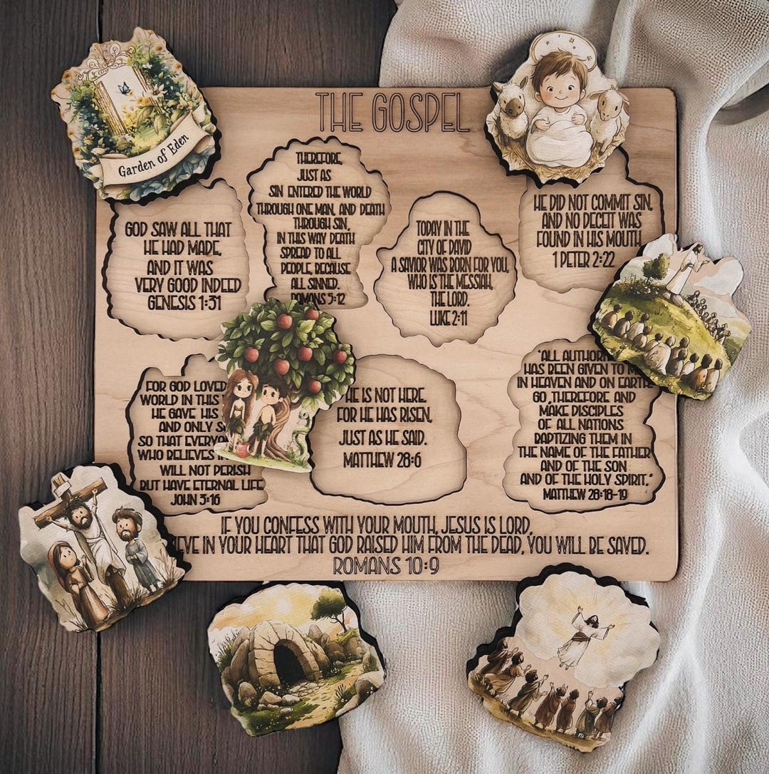 The Gospel Wooden Puzzle: Christian Montessori Toy - Etsy