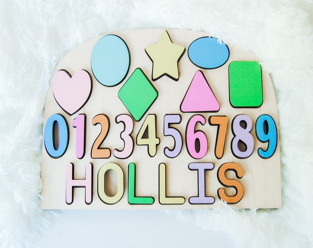 Name, Shapes and Numbers Puzzle for Toddlers/ Montessori Puzzle ...