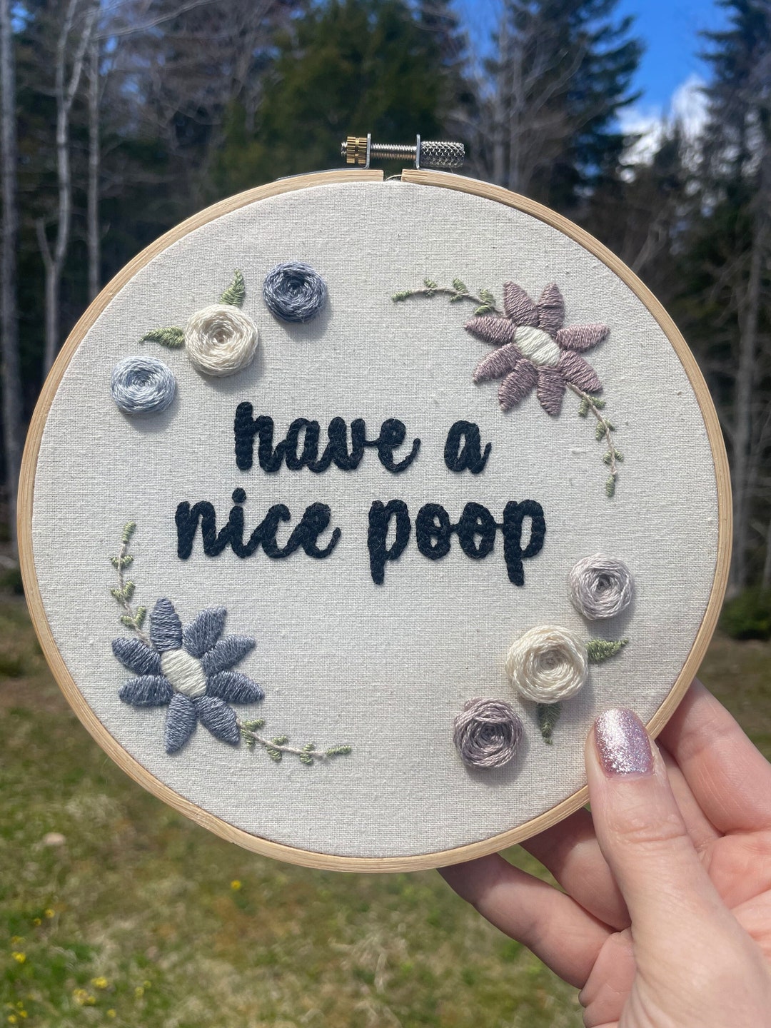 Have a Nice Poop Hand Embroidery PDF Pattern, Floral, Funny Bathroom ...