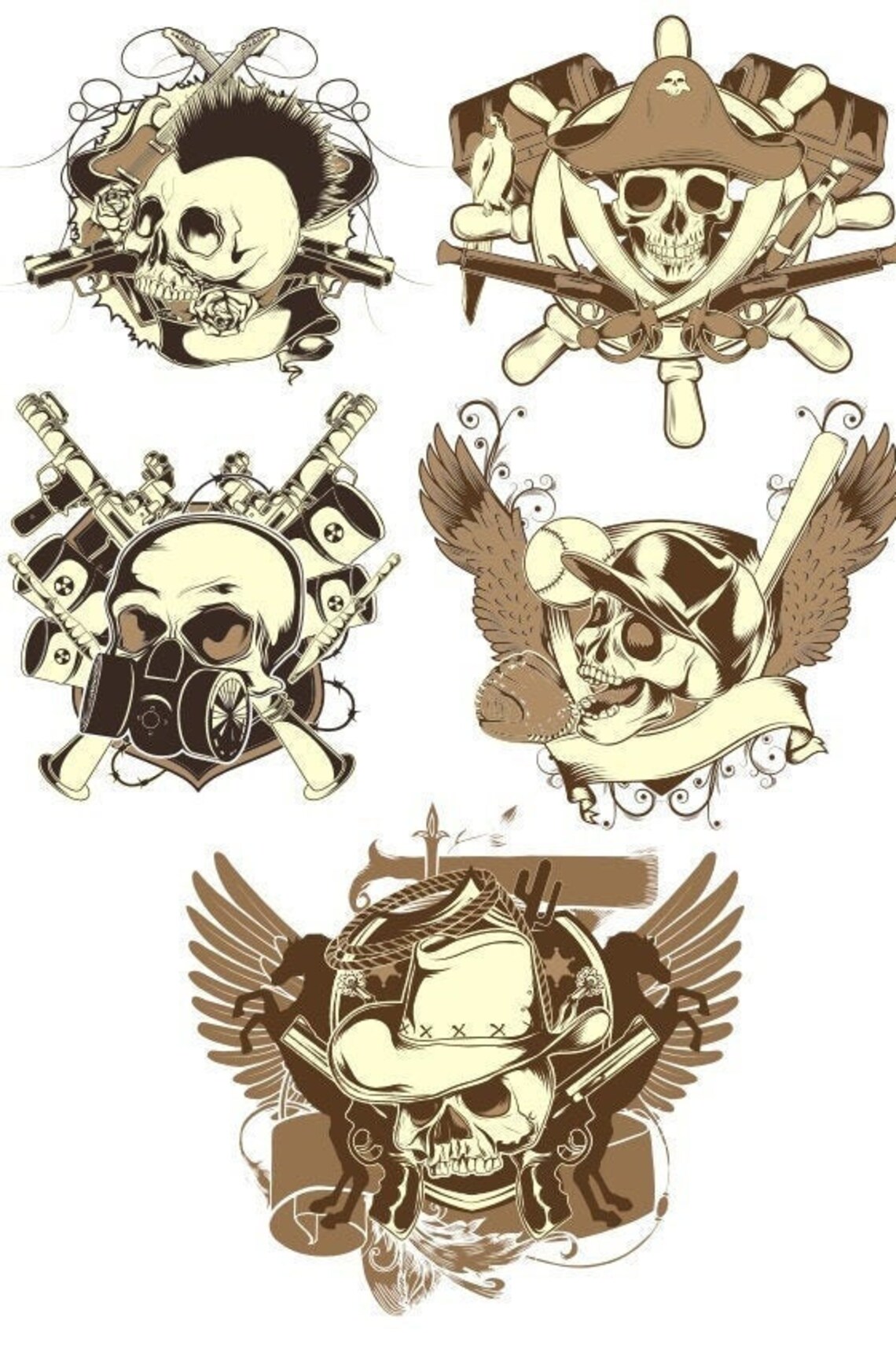 Skulls Pattern for T-shirt Printing - Svg File - Digital File, SVG AI ...