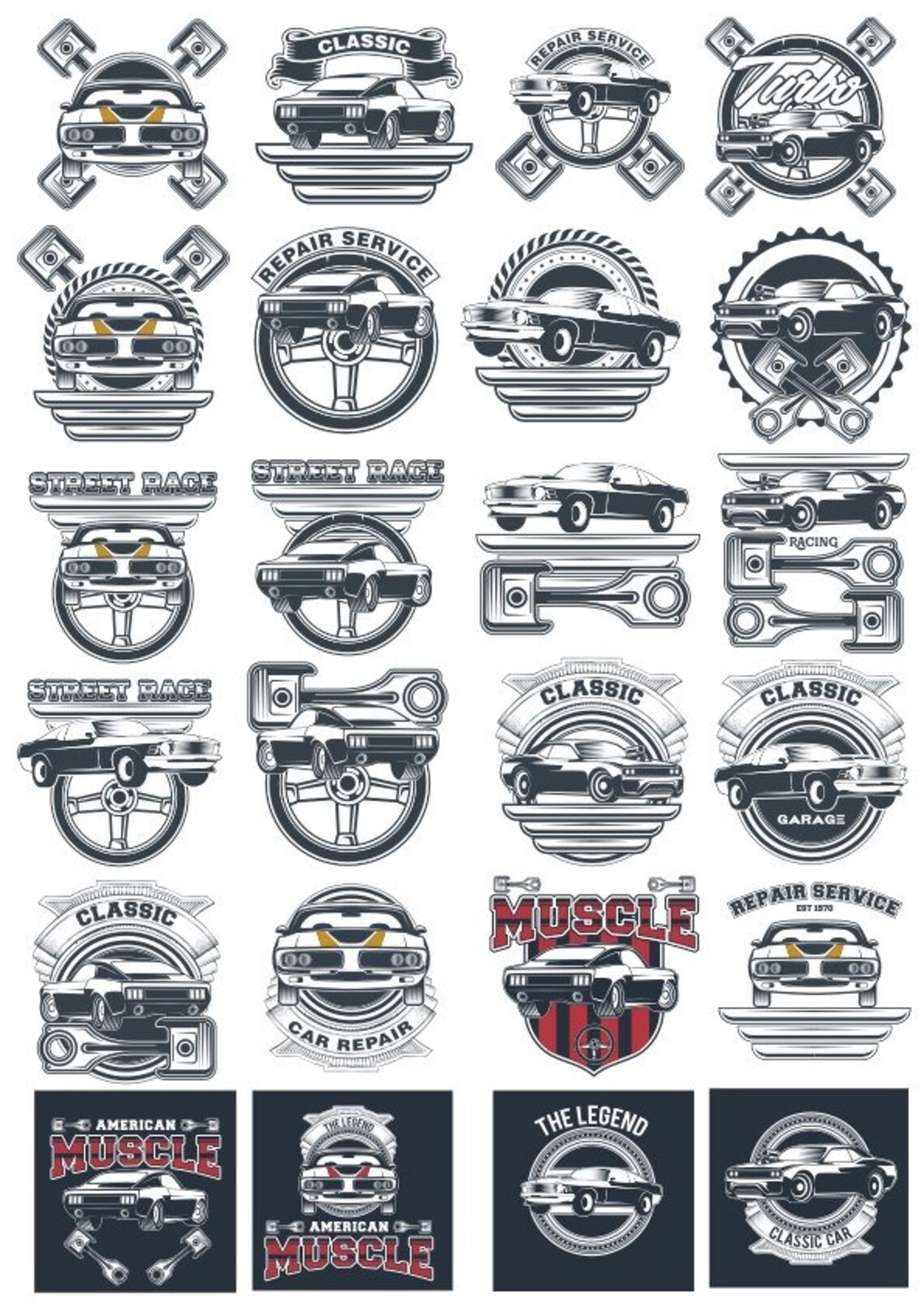 American Classic Muscle Cars Emblems Svg File Digital File, SVG PNG Cdr ...