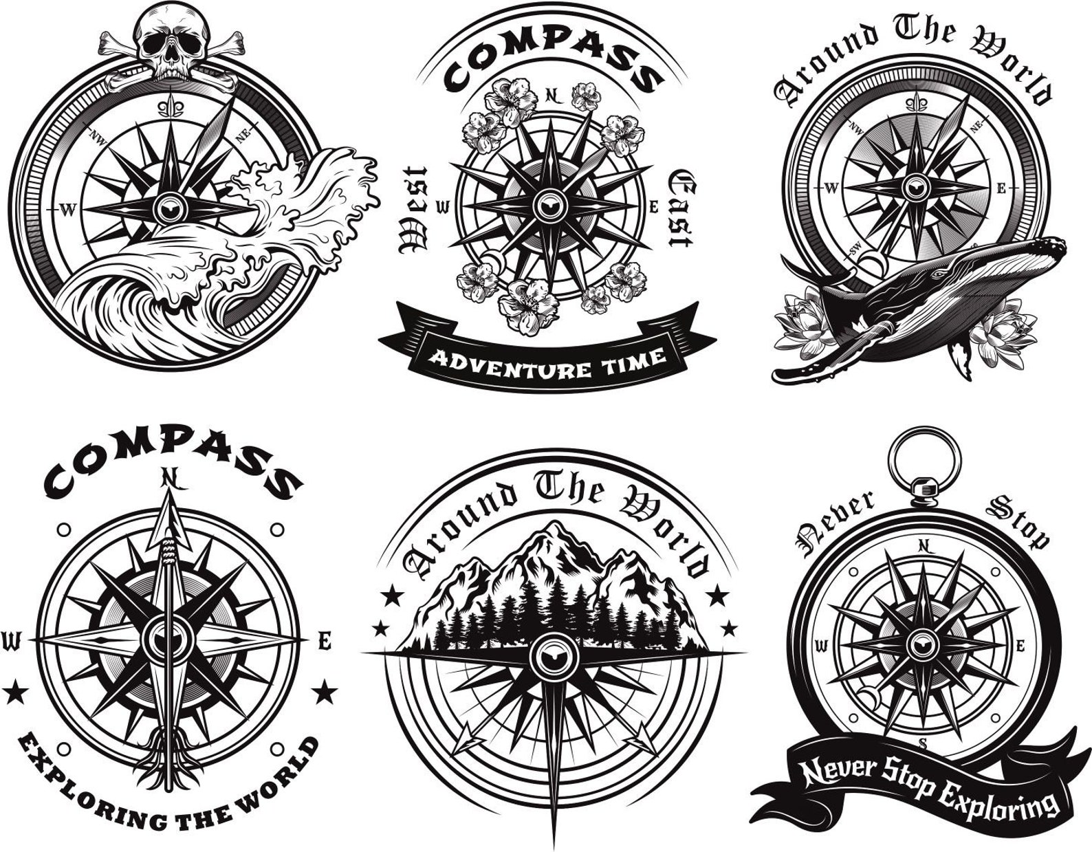 Compass Set Pattern for T-shirt Printing - CDR File - Digital File, CDR ...