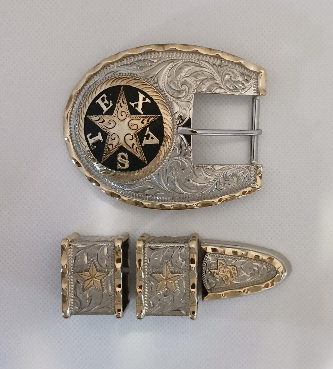 Ranger Style Buckle Set With TEXAS on Black - Etsy