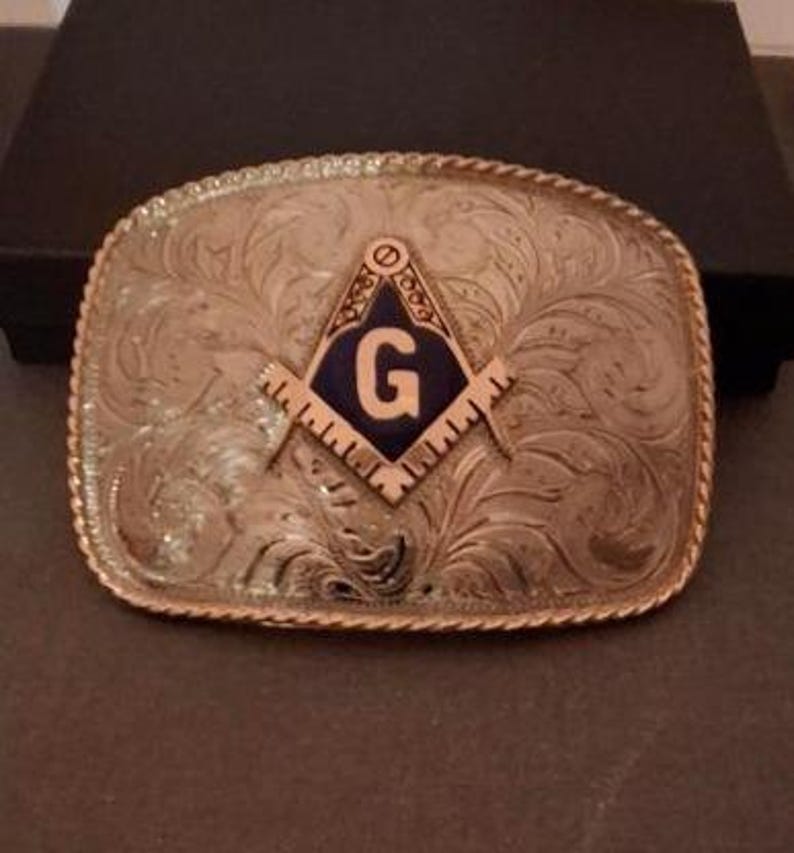 Hand Engraved Trophy Buckle With Master Mason Emblem - Etsy