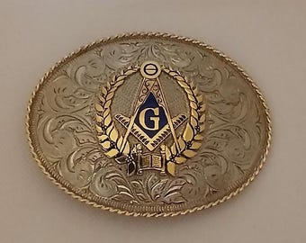Hand Engraved Trophy Buckle With Master Mason Emblem - Etsy