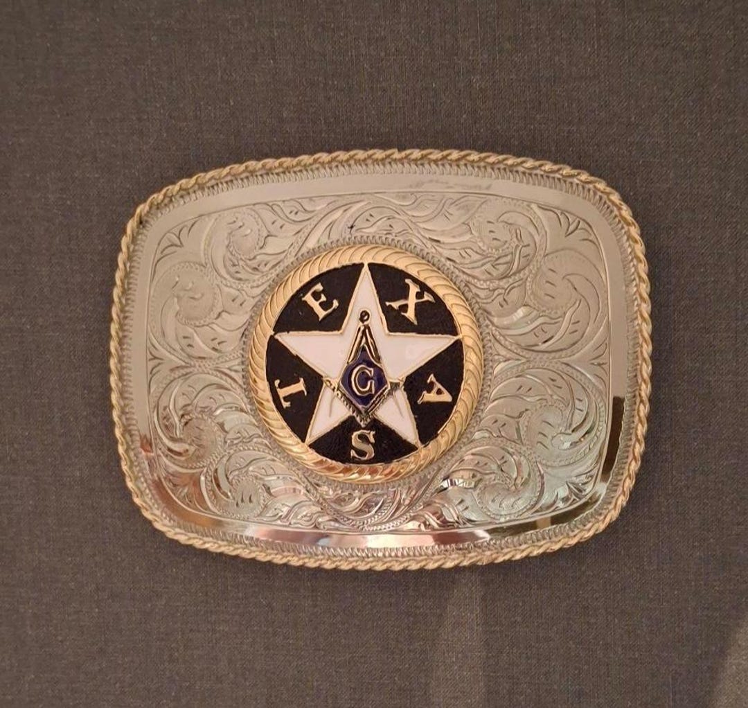 Hand Engraved Trophy Buckle With Master Mason Emblem - Etsy