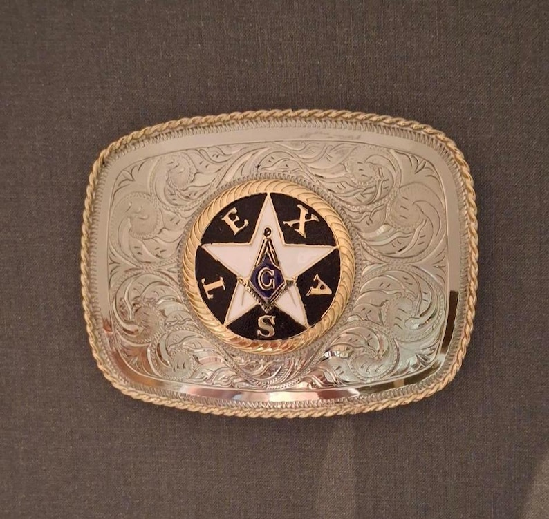 Hand Engraved Trophy Buckle With Master Mason Emblem - Etsy