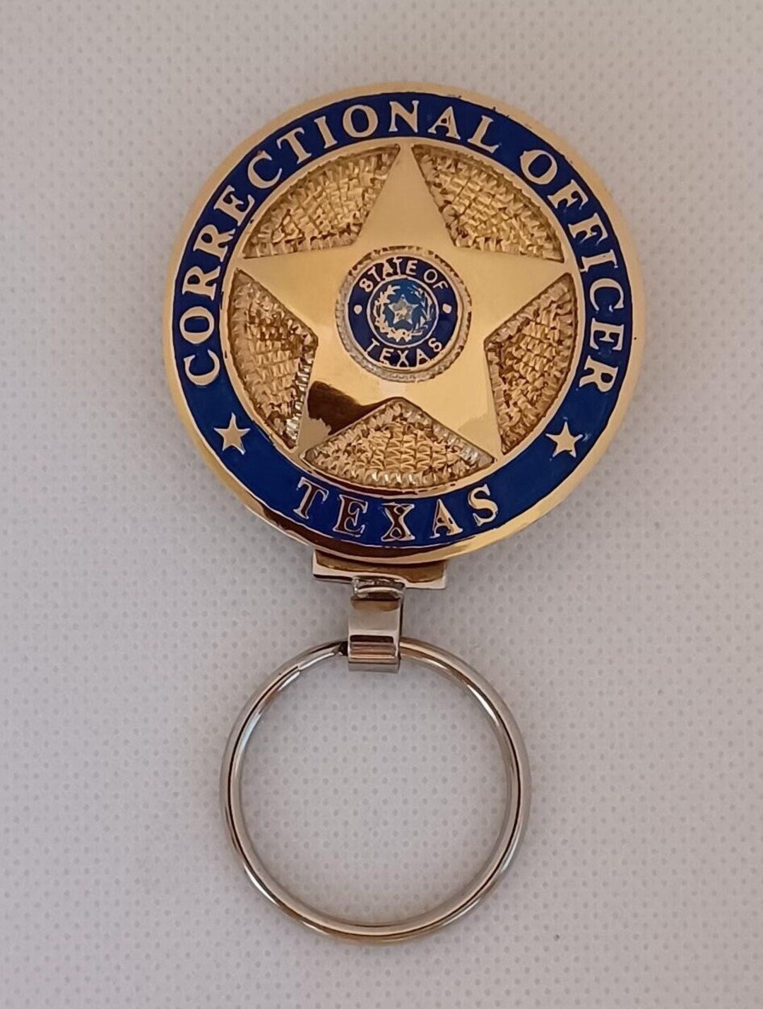 Correctional Officer Keychain: Texas Star, Blue Bezel - Etsy