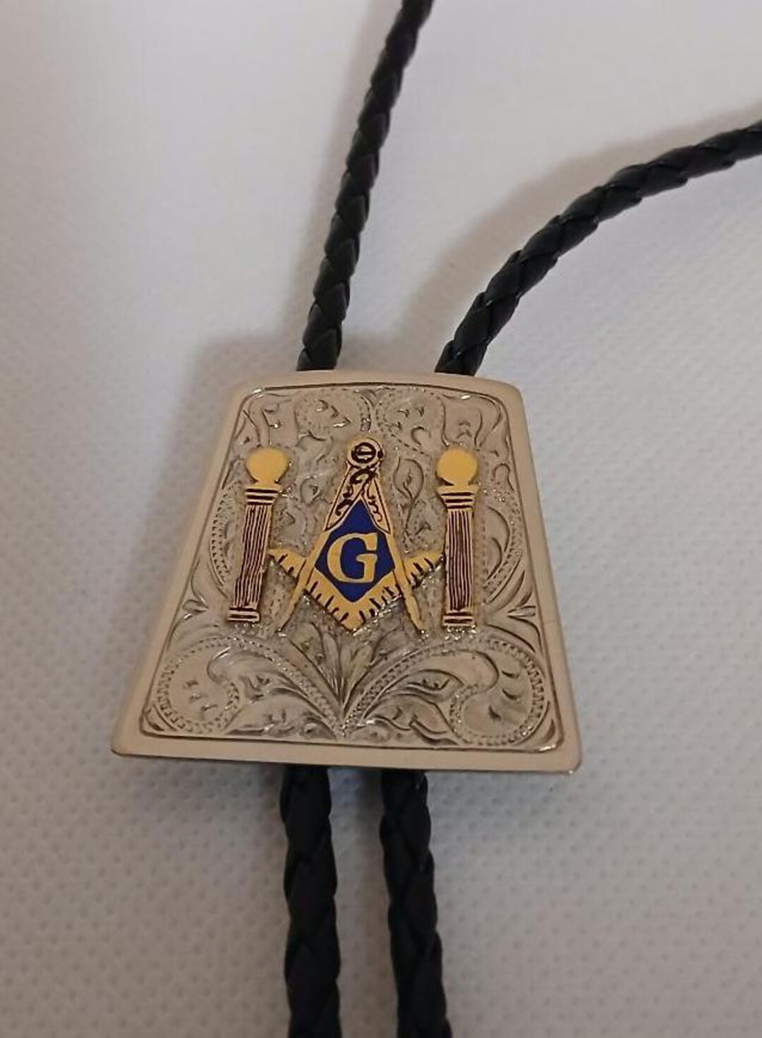 Bolo Tie Master Mason Emblem With Columns and Silver Tips - Etsy
