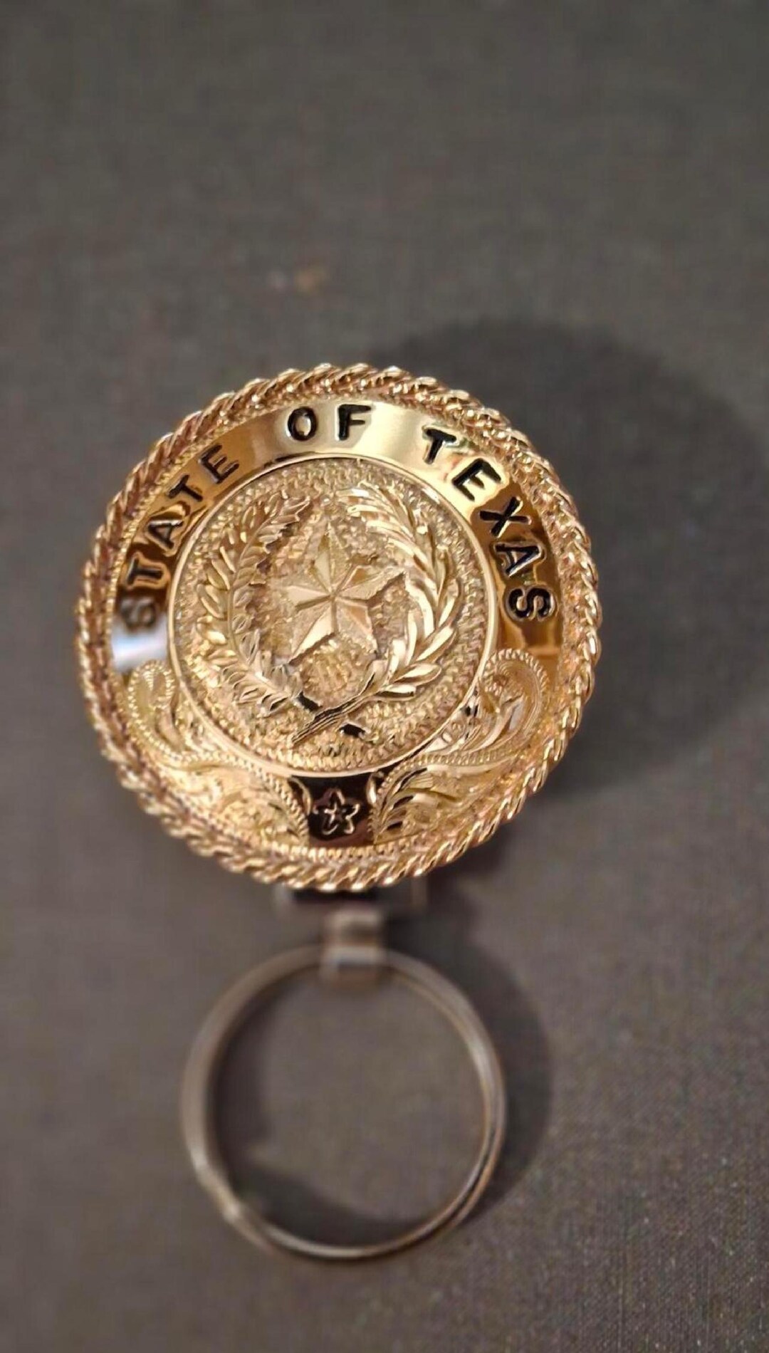 Handcrafted Gold Toned Texas Key Chain With State Seal - Etsy
